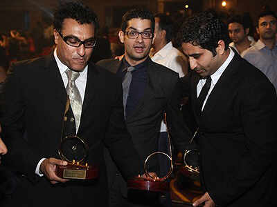Mohammad Morani, Karan Soorma and DJ Khushi during the EEMAX awards ...