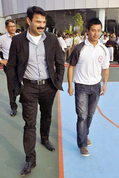 Dharmesh Jain of Nirmal Lifestyle arrvies with Bhaichung Bhutia at the ...
