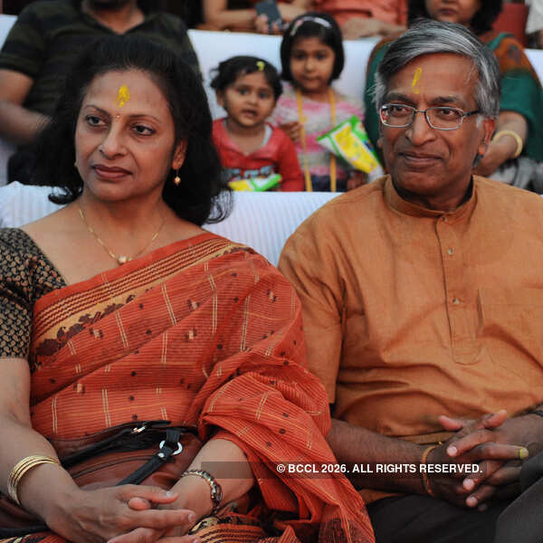 Suresh Goel with his wife during the Times Raasrang Holi Utsav, held at ...