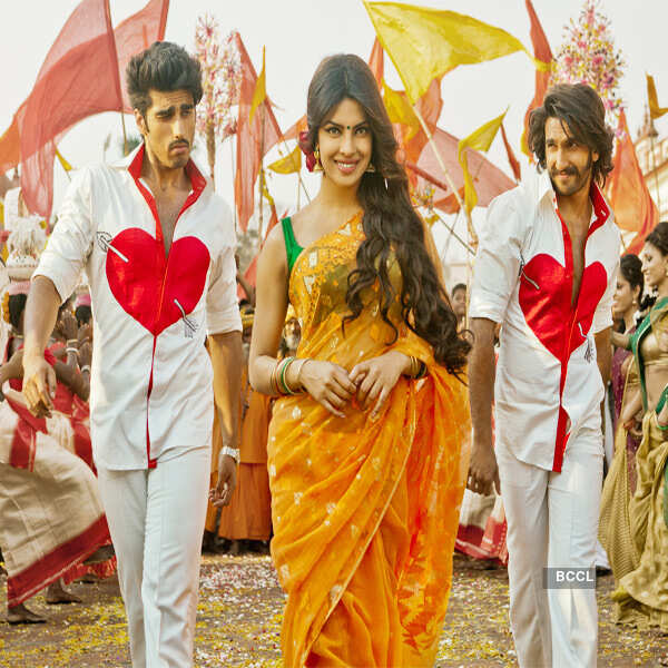 Priyanka Chopra with Ranveer Singh and Arjun Kapoor in this still from the much-awaited movie Gunday