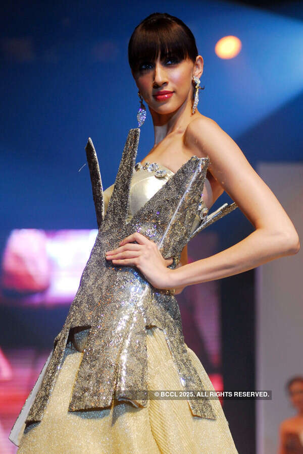 Alesia Raut walks the ramp duing the INIFD annual fashion show at St ...