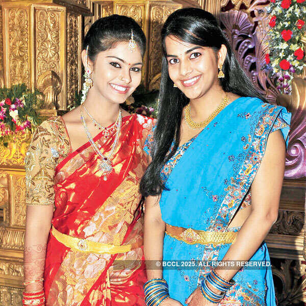 Sai Kiran Yadav and Mahitha pose for the photographers during their ... Sai Kiran Yadav and Mahitha pose for the photographers during their ...