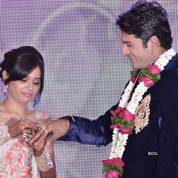 Mrunal Jain and Sweety Jain snapped during their engagement ceremony ...