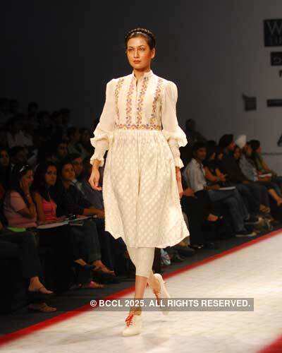 Carol Gracias showcases a creation of fashion designer Payal Jain ...