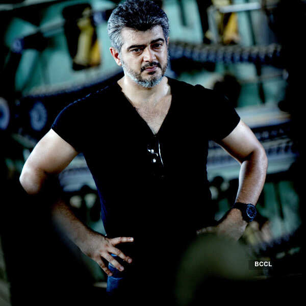 Ajith in a still from the Tamil movie Arrambam