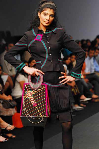 A model displays an outfit from designer Nitin Bal Chauhan's fall ...