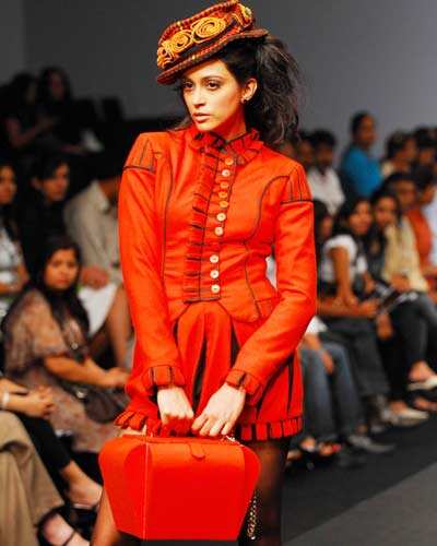 A model displays an outfit from designer Nitin Bal Chauhan's fall ...