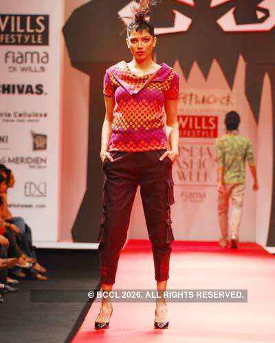 Nina Manuel displays an outfit from designers Abhishek Gupta and ...
