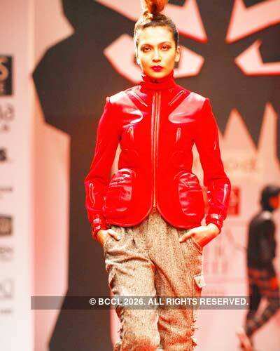 Nina Manuel displays an outfit from designers Abhishek Gupta and ...