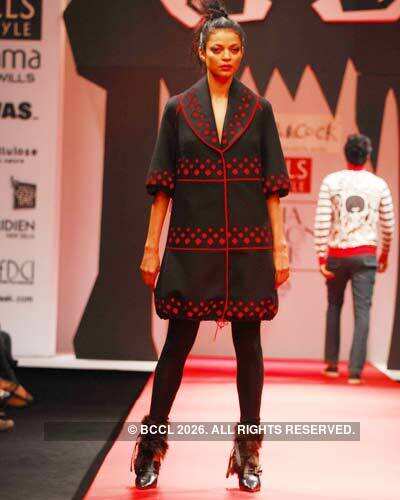 Nina Manuel displays an outfit from designers Abhishek Gupta and ...