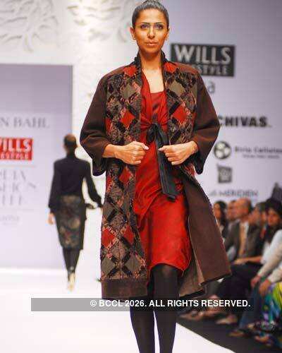 Candice Pinto displays an outfit from designer Varun Bahl's fall/winter collection being ...