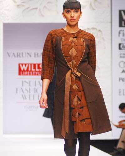 A model displays an outfit from designer Varun Bahl's fall/winter ...