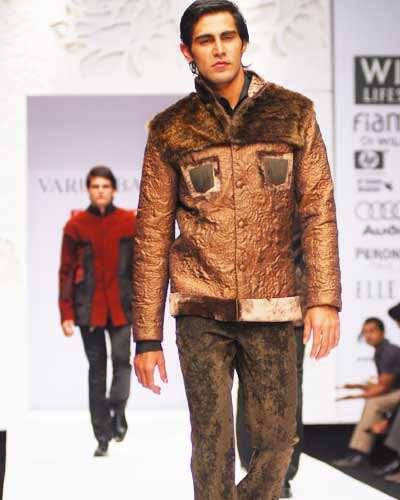 Joey Mathew displays an outfit from designer Varun Bahl's fall/winter ...