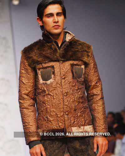 Esha Gupta displays an outfit from designer Varun Bahl's fall/winter ...