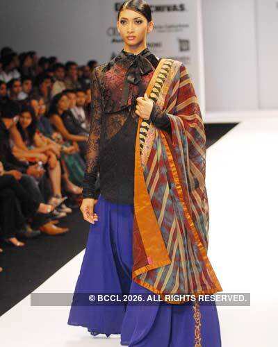 Sanea Sheikh displays an outfit from designer Priyaa Awasthy's fall ...