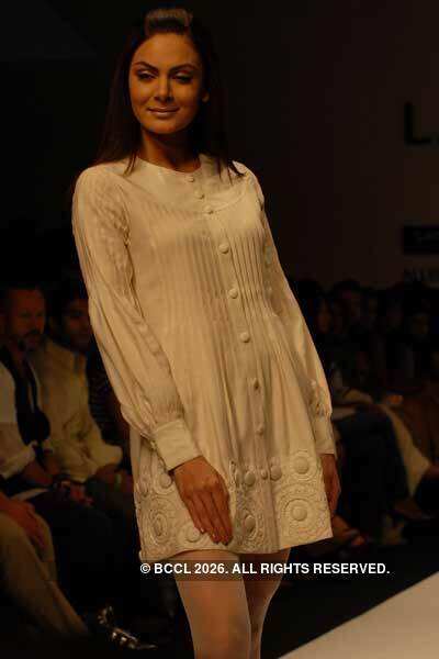 A model displays an outfit of designer's from Gen Next Fashion Show at ...