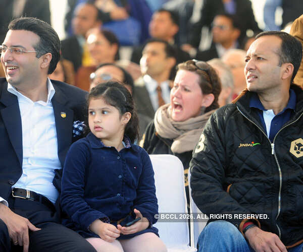 Atul Chauhan and Naveen Jindal during the finals of the Amity Polo Cup ...