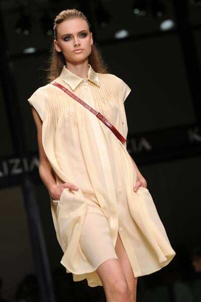 A model wears a creation of the Krizia Spring/Summer 2009 fashion collection presented in Milan ...