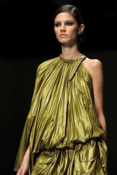 A model presents a creation for Salvatore Ferragamo fashion house as ...