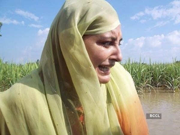 Former MP from Rampur Jaya Prada during a tour of the flood hit areas ...