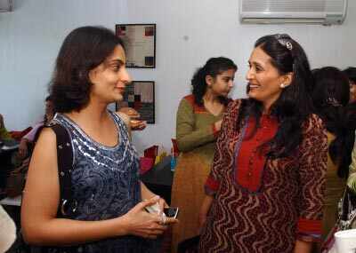 Deepa Khurana (L) and Jayshree at the lunch party hosted by Mita Mehta ...