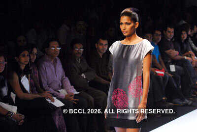 A model presents a creation from designer Anand Kabra's collection ...