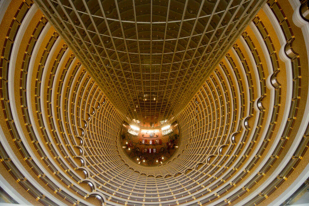 Looking down on the Jin Mao Atrium, Shanghai - TimesTravel