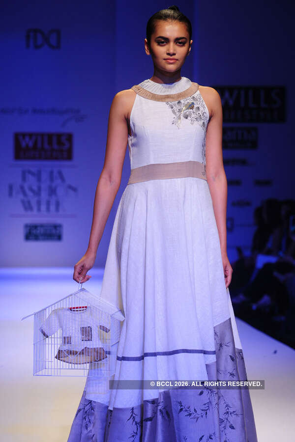 A model walks the ramp for Neeta Bhargava on Day 5 of Wills Lifestyle ...