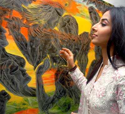 Vidya at art exhibition