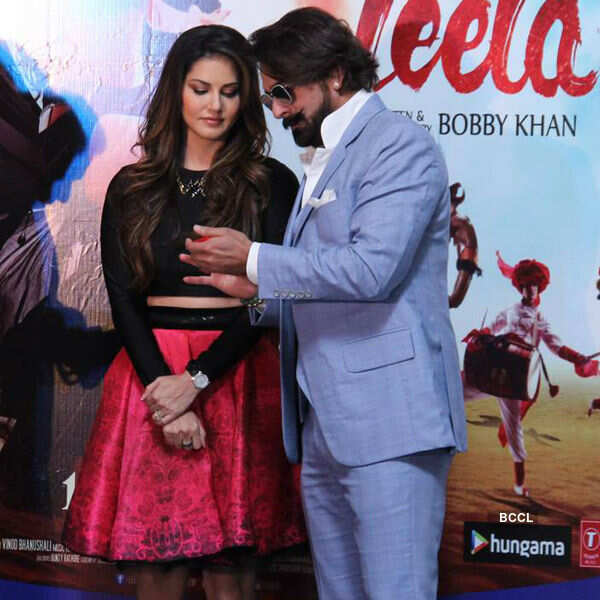 Sunny Leone and Jas Arora during the promotions of movie Ek Paheli Leela, held in Delhi ...