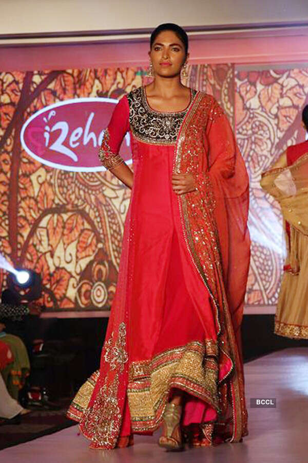 A model walks the ramp during the Bridal Fashion Show, held in Mumbai ...