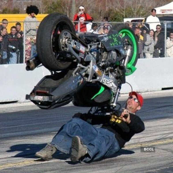 Here’s a daredevil bike stunt