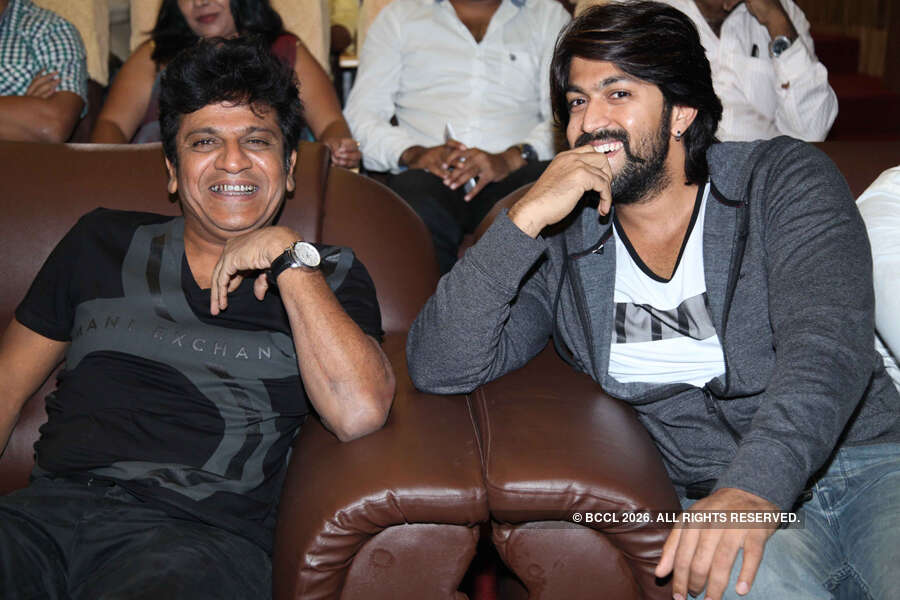 Yash with Shiva Rajkumar during the audio launch of Kannada movie ...
