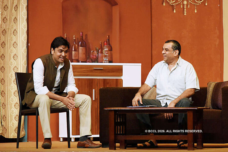 Paresh Rawal performs during a play, Dear Father, directed by Dinkar ...