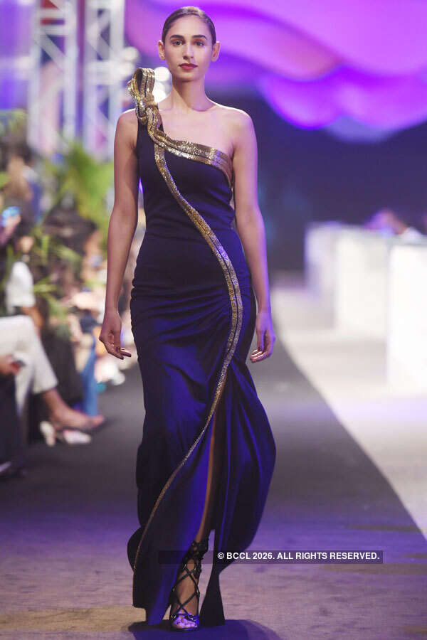 Hasleen Kaur walks the ramp for designer Gaurav Gupta on Day 1 of the ...