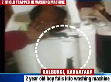 Watch: 2-year-old boy falls into washing machine, gets trapped