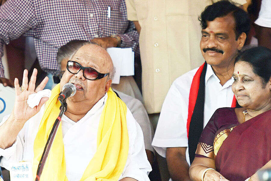 DMK Chief M Karunanidhi during the final day of election campaign for ... DMK Chief M Karunanidhi during the final day of election campaign for ...