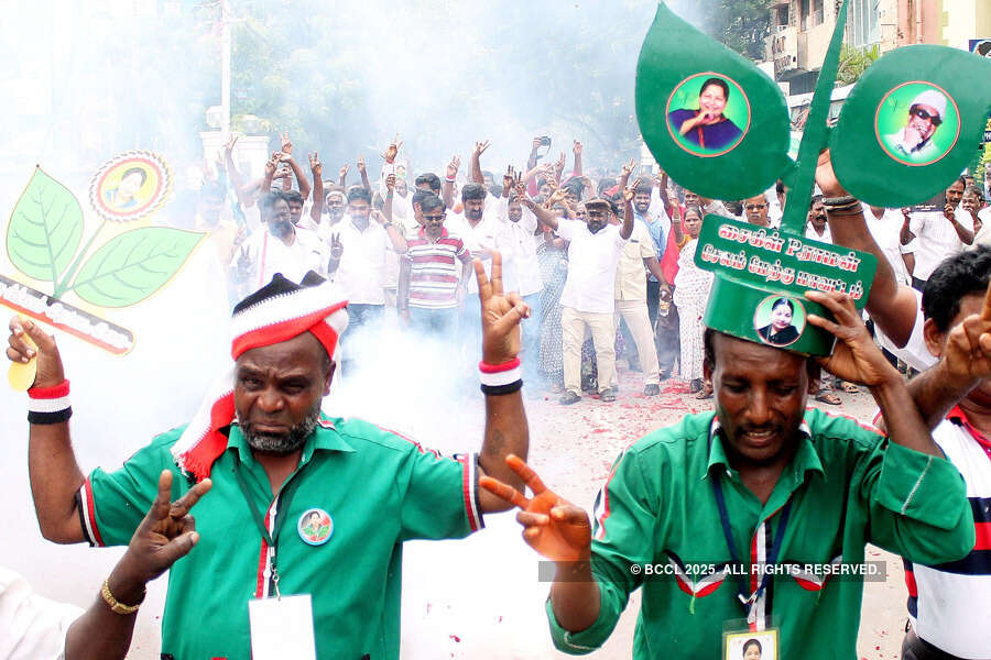 AIADMK supporters celebrate the party's victory in Tamil Nadu assembly ... AIADMK supporters celebrate the party's victory in Tamil Nadu assembly ...