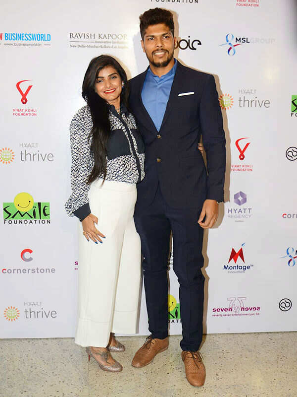 Umesh Yadav with his wife Tanya Wadhwa during a charity gala dinner ...