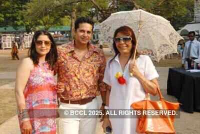 (L-R) Sameena and Azeem Khan with Rashmi Uday Singh at the brunch party ...