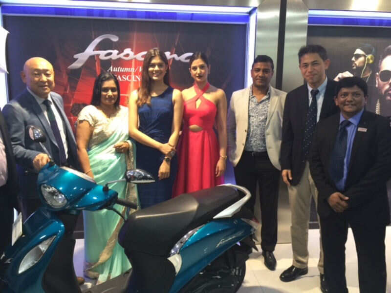 Asha Bhat and Natasha Assadi attend the Yamaha Fascino dealer ...