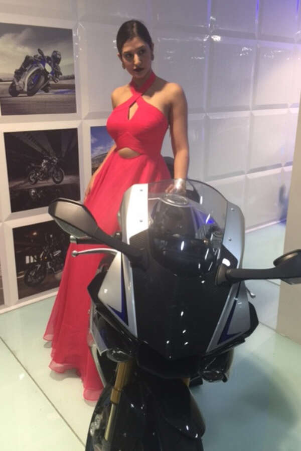 Asha Bhat and Natasha Assadi attend the Yamaha Fascino dealer ...