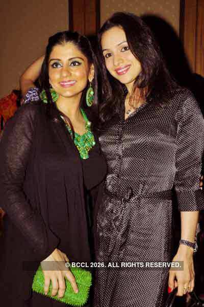 Sameena Khan (L) with guest at husband Azeem's accessories collection ...