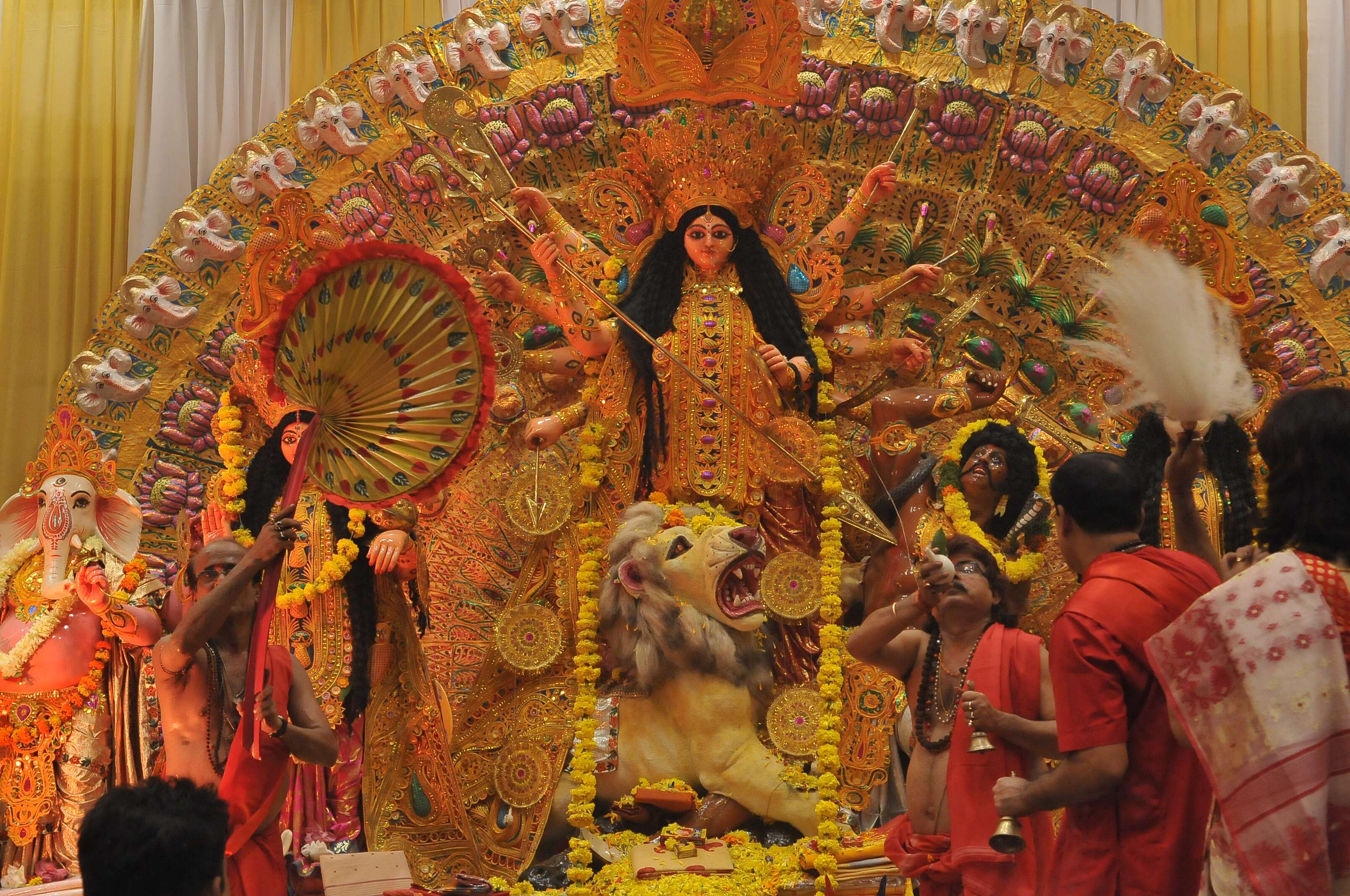 Durga Puja being celebrated with fervour.