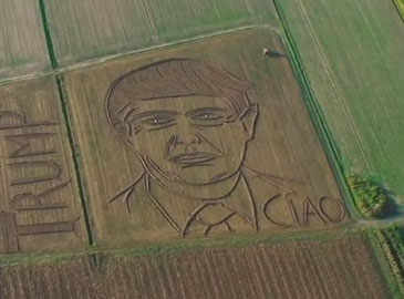 Artist uses tractor to create Trump's portrait in cornfield