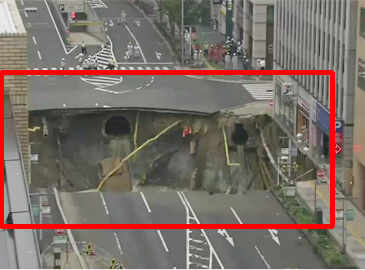 Road collapses in Japan, prompts evacuation