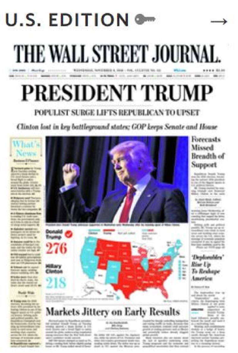 How US newspapers reported Trump victory