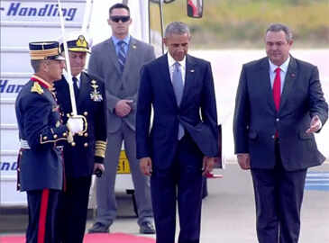 Barack Obama arrives in Greece