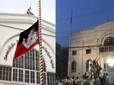 AIADMK hoists party flag again after lowering it for 30 minutes