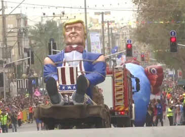 Trump float stars at Israeli Purim parade